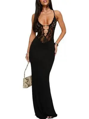 Princess Polly Totema Lace Gown - Black