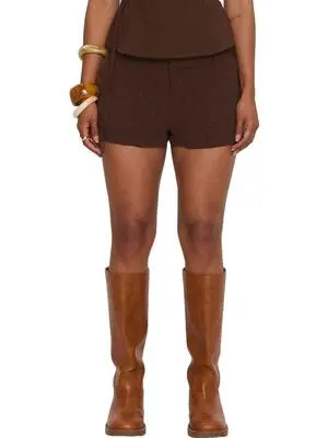 Princess Polly Linen Blend Tailored Shorts - Chocolate