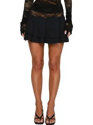 Princess Polly Kecia Lace Waistband Mini Skirt - Black