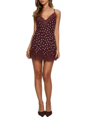Princess Polly Polka Dot Mini Slipdress - Brown Polka