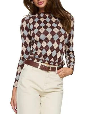 Princess Polly Shonna Long Sleeve Top - Argyle