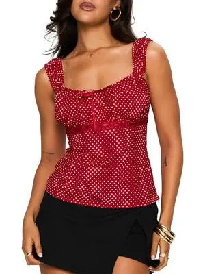 Princess Polly Garconne Polka Dot Top - Red Polka