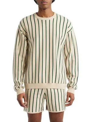 MAVRANS Striped Crewneck Sweater - Green
