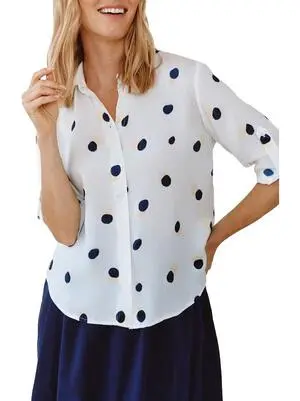 Bella Dahl Dot Split-back Button-up Shirt - Spring Dots