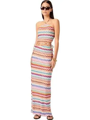 Missoni Long Pareo Skirt With Pixel-effect Zigzag Pattern - Multicoloured