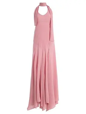 SIEDRES Raye Crepe Halter Neck Maxi Dress - Pink