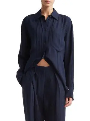 Victoria Beckham Pyjama Stripe Button-up Shirt - Navy