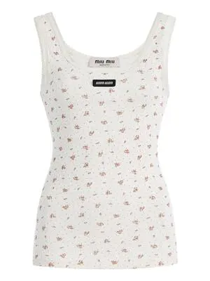 MIU MIU Ribbed Cotton Tank Top