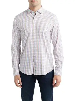 Johnnie-o Albie Gingham Check Everyday Performance Button-up Shirt - White