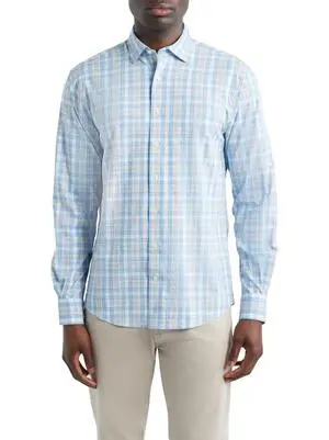 Johnnie-o Jacobson Plaid Everyday Performance Button-up Shirt - Mystic