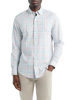 Johnnie-o Bingham Tattersall Check Everyday Performance Button-down Shirt - Gulf Blue