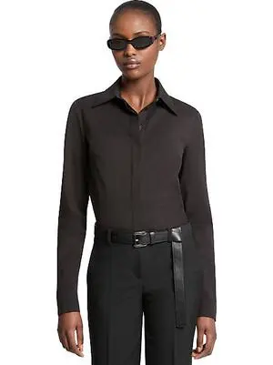 Michael Kors Hansen Stretch Cotton Poplin Shirt - Black