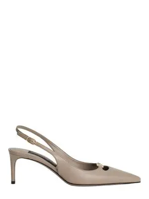 Dolce & Gabbana Silk-effect Nappa Leather Slingback - Beige
