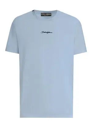 Dolce & Gabbana Cotton T-shirt With Embroidered Patch - Blue