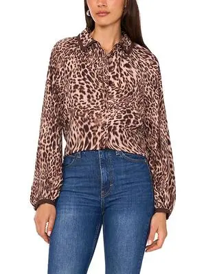Vince Camuto Printed Raglan Sleeve Shirt - Rich Taupe