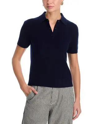 Bloomingdale'S 100% Cashmere Polo Sweater - Navy