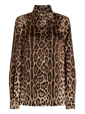 Dolce & Gabbana Leopard- Satin Shirt - Print