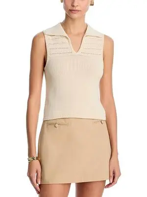 French Connection Nellis Pointelle Stripe Top - Ecru