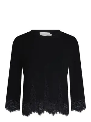 ZIMMERMANN Lace-Trimmed Wool Top