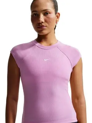 Nike Sportswear Chill Knit Ribbed Top - Purple
