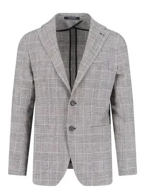 Tagliatore Single-breasted Blazer In Virgin Wool And Linen Blend - White