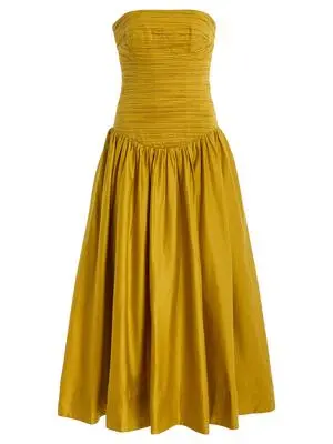 Aje Marigold Ruched Midi Dress - Yellow