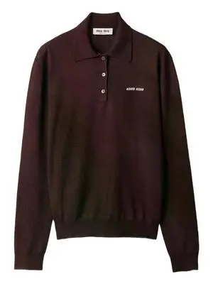 Miu Miu Wool Long-sleeve Polo Shirt - Brown