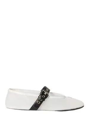 Miu Miu Mesh Logo-embroidered Ballerinas - White