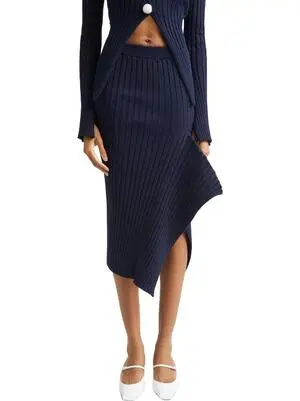 Stella McCartney Cotton Ribbed Sweater Knit Skirt - Ink