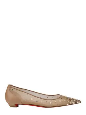 CHRISTIAN LOUBOUTIN Miss Z Degrastrassina Ballet Flats - Nude