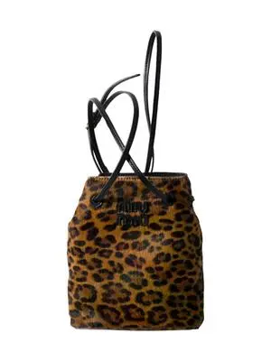 Miu Miu Leopard Print Cross Body Bag - Brown