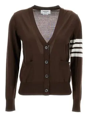 Thom Browne V-neck Merino Wool Cardigan - Brown