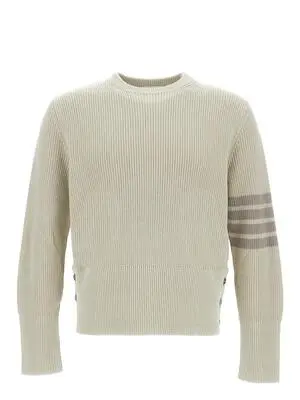Thom Browne Cotton Crew Neck Sweater - Beige
