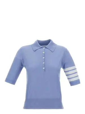 Thom Browne Slim Merino Wool Polo - Sky Blue