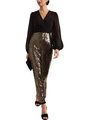 PHASE EIGHT Sequin Embellished Maxi Dress - Blackmulti