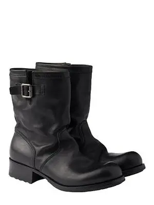 Prada Leather Mid-calf Boots - Black