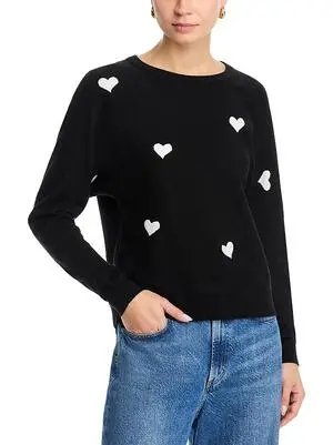T Tahari Intarsia Heart Dolman Sleeve Sweater - Black/ White