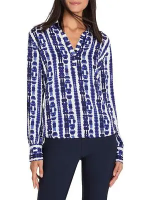 NIC+ZOE Shibori Stripe Top - Indigo Multi