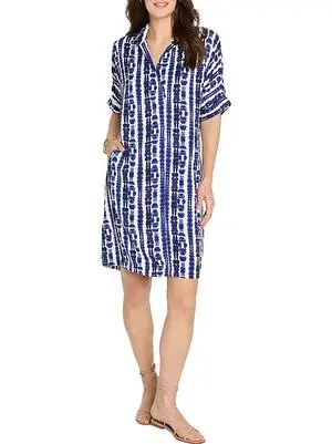 NIC+ZOE Shibori Stripe Devon Dress - Indigo Multi