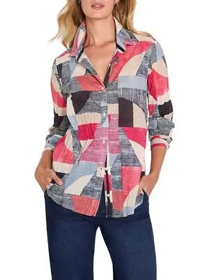 NIC+ZOE Set Sail Crinkle Shirt - Red Multi