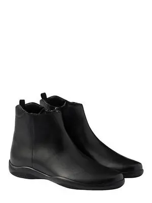 Prada Toblach Leather Ankle Boots - Black
