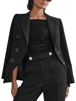 REISS Lia Dna Double Breasted Blazer - Black