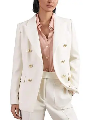 REISS Lily Double Breasted Blazer - White