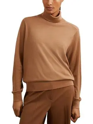 REISS Wendy Wool Turtleneck Sweater - Camel