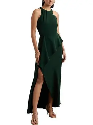 REISS Petite Occasion Ruffle Front Dress - Green