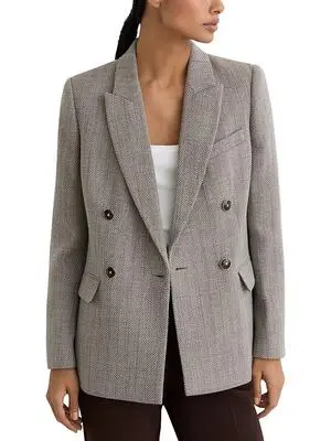 REISS Petite Ember Herringbone Jacket - Grey