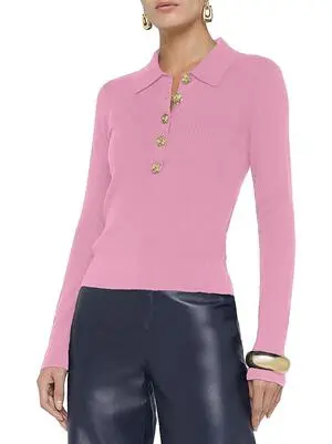 L'Agence Collared Sweater - Fondant Pink/gold Rose