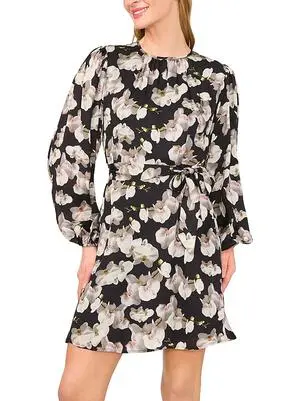 Ted Baker London Orciana Puff Sleeve Belted Mini Dress - Rich Black