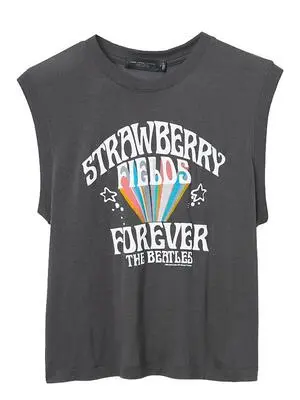 Junk Food Clothing The Beatles Strawberry Fields Forever Vintage Tissue Tank - Vintage Black