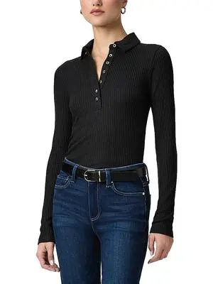 Paige Eden Collared Sweater Top - Black